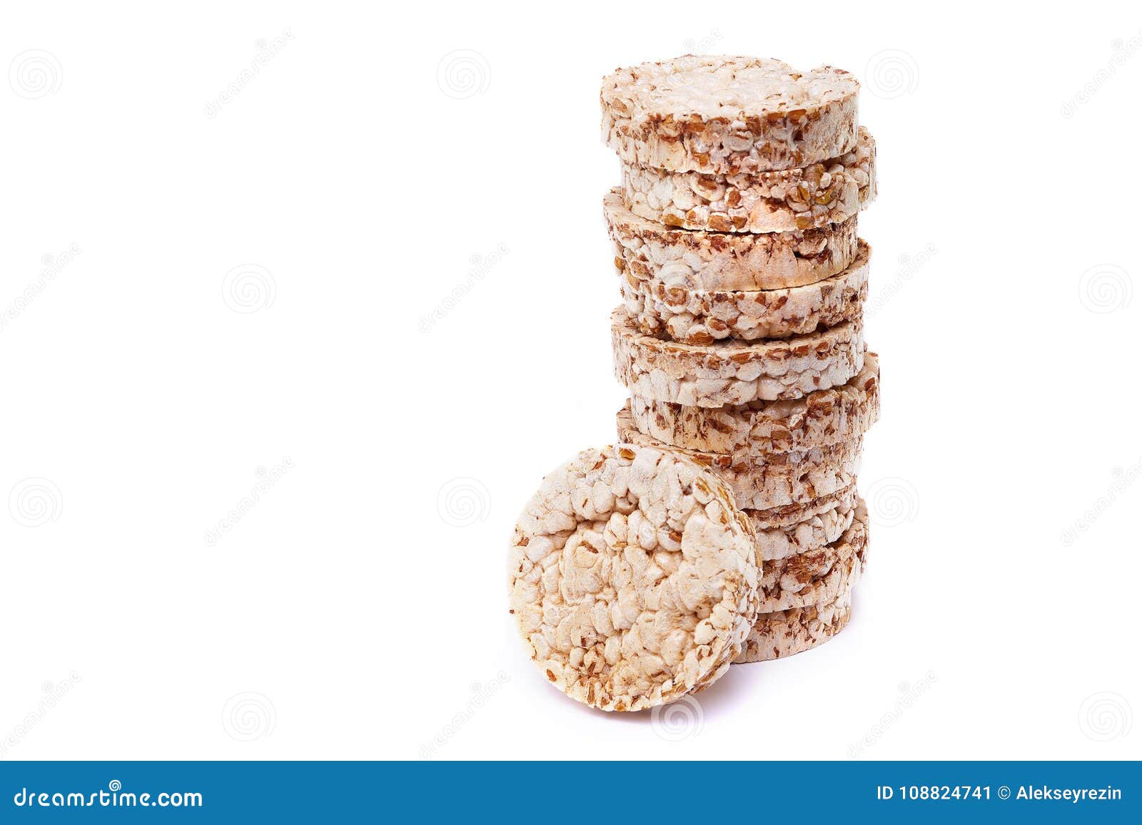 Round Wheat Crispbread, White Background. Composition of Crispbread on ...
