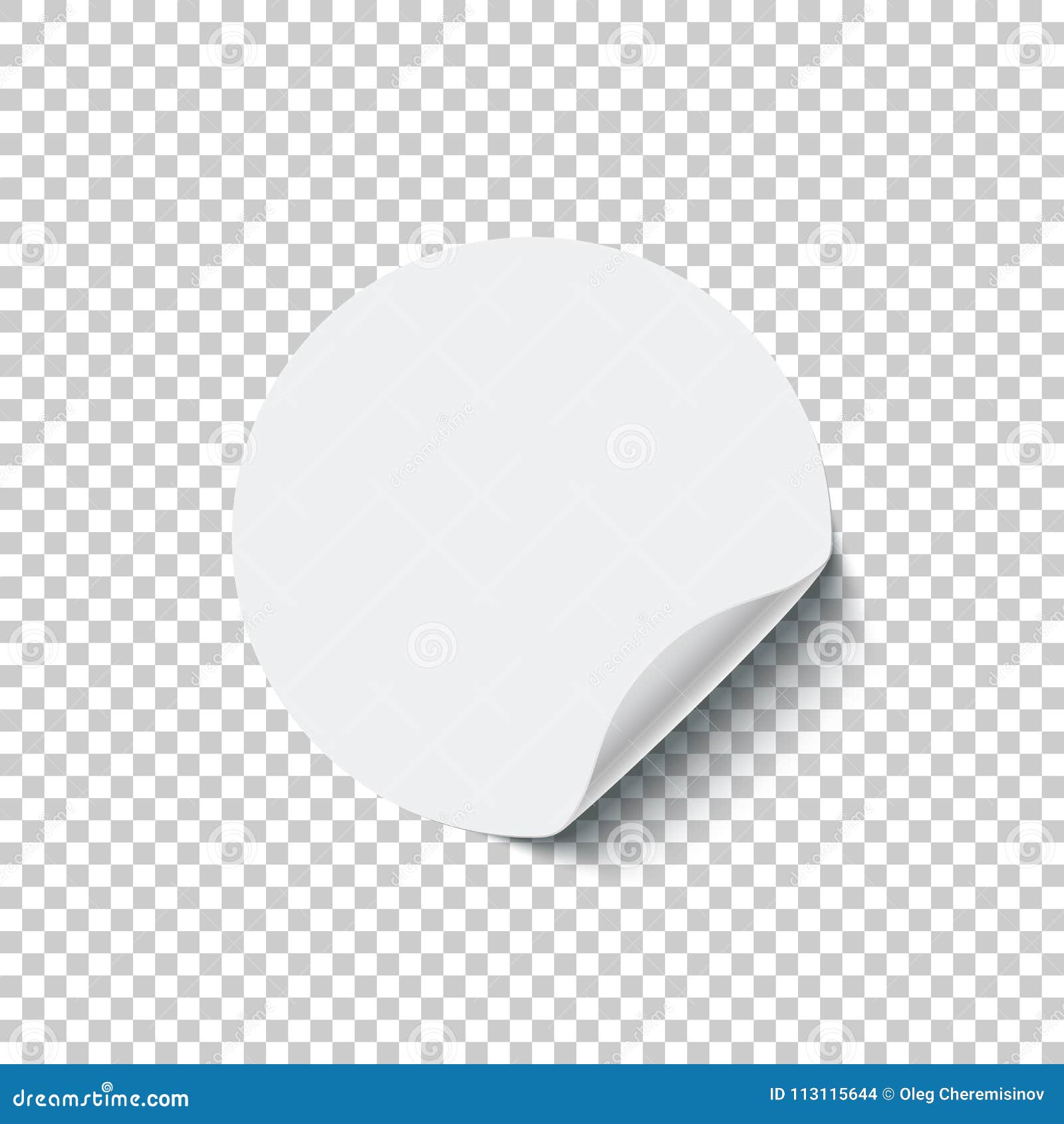 Round White Blank Sticker with Curled Edge Isolated on Transparent ...
