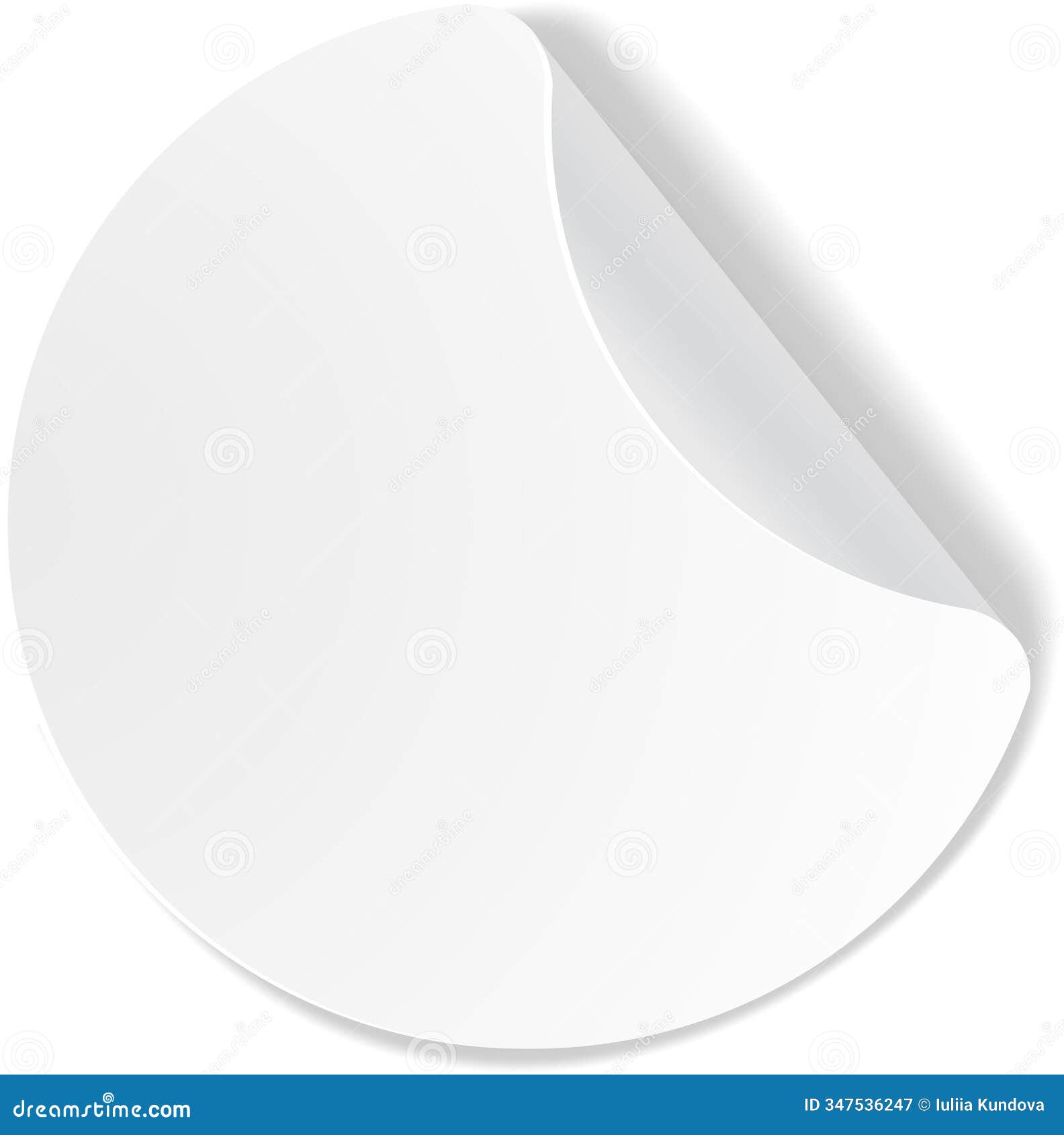 Round White Blank Sticker with a Folded Corner Peeling Upwards ...