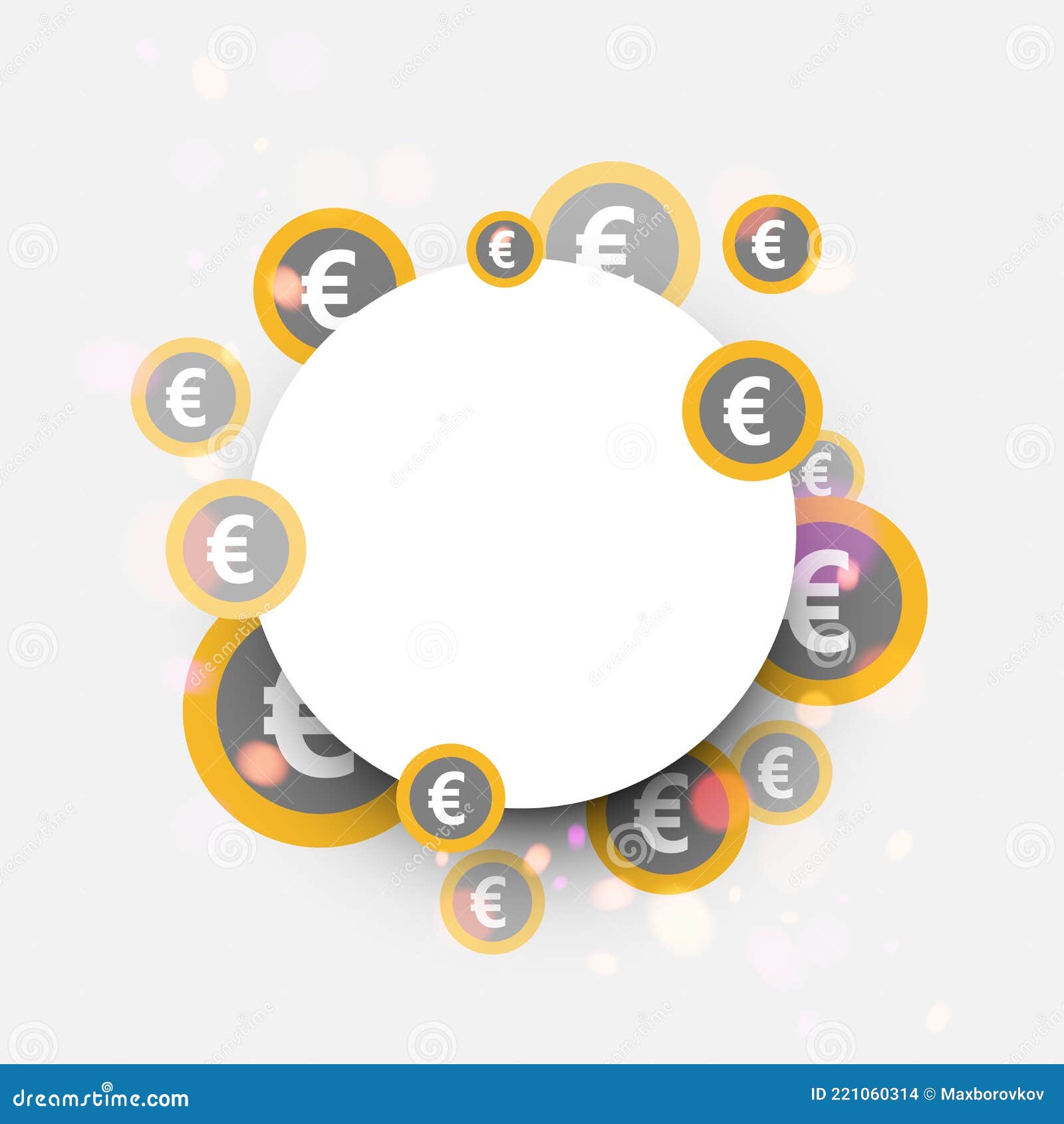 Round White Bokeh Frame on Euro Coins Background Stock Vector ...