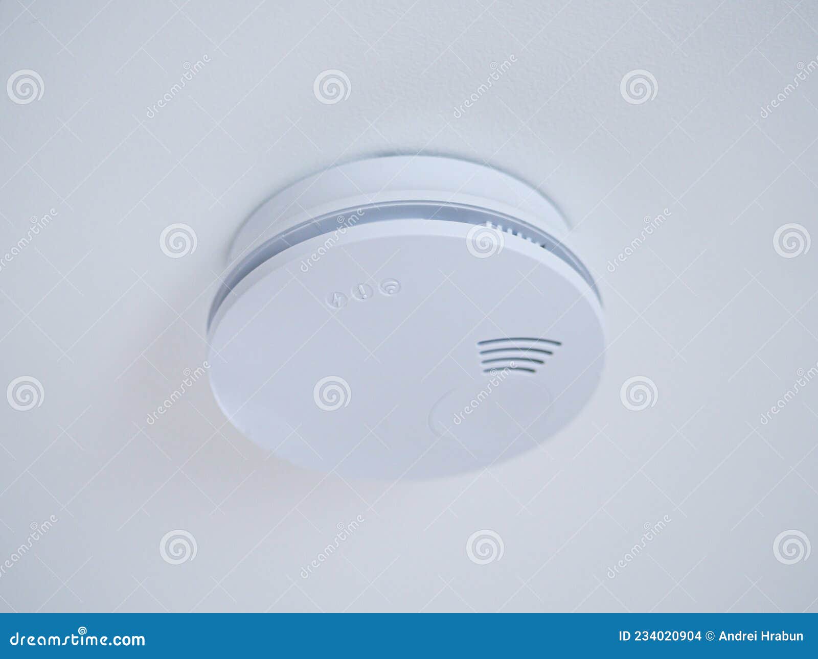Round White Fire Sensor or Smoke Detector on the Ceiling Stock Photo ...