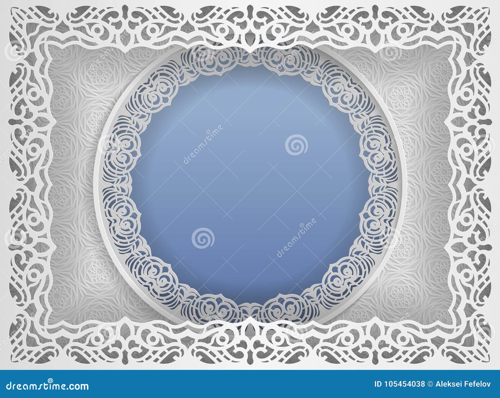 Round White Frame in an Rectangular Frame with Lace Edges and a ...