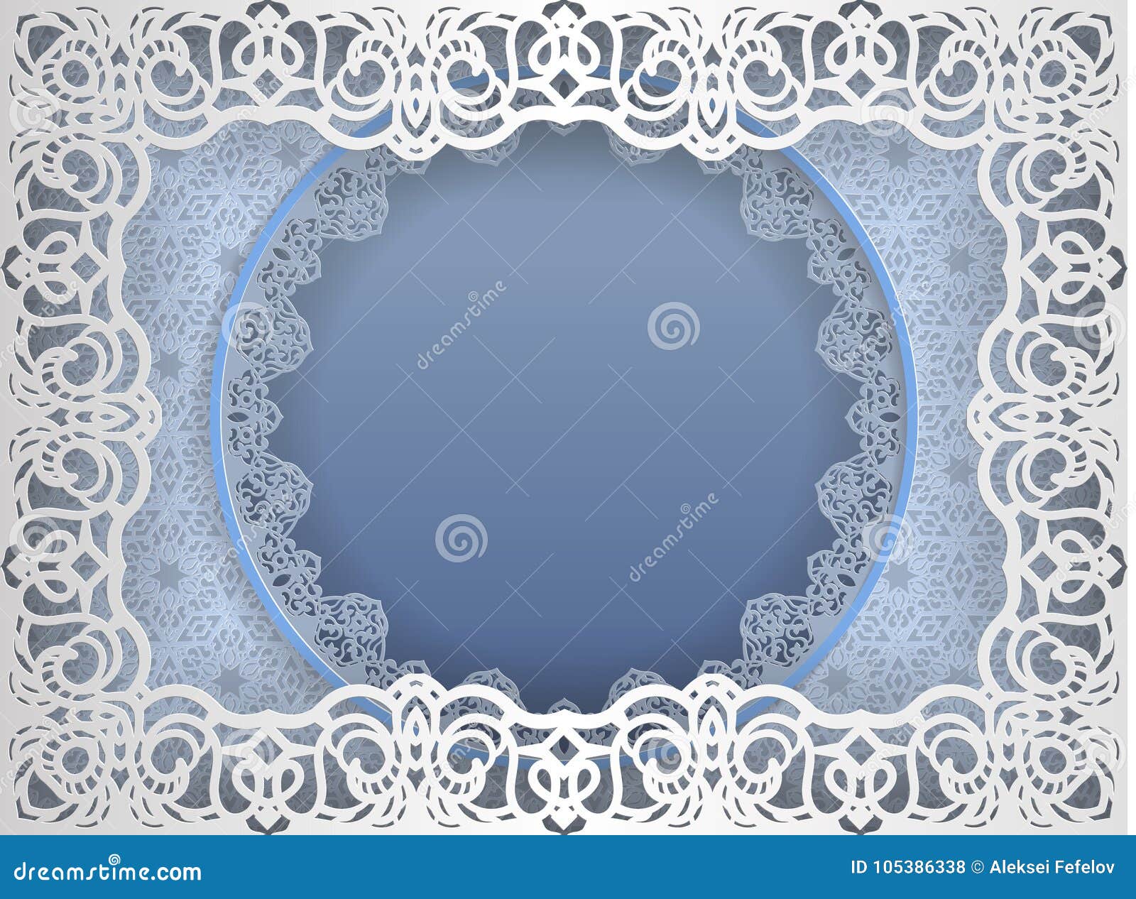 Round White Frame in an Rectangular Frame with Lace Edges and a ...