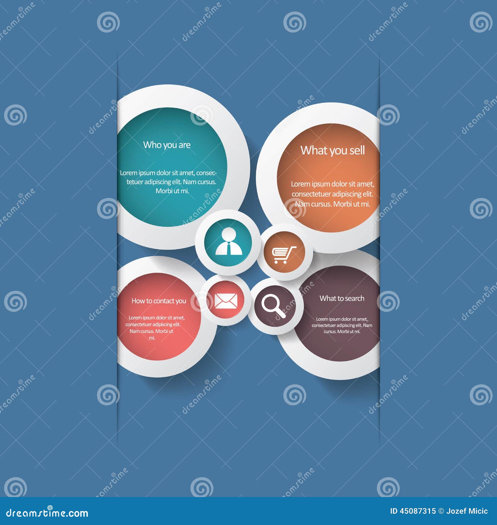 Round White Infographic Elements with Various Stock Vector ...