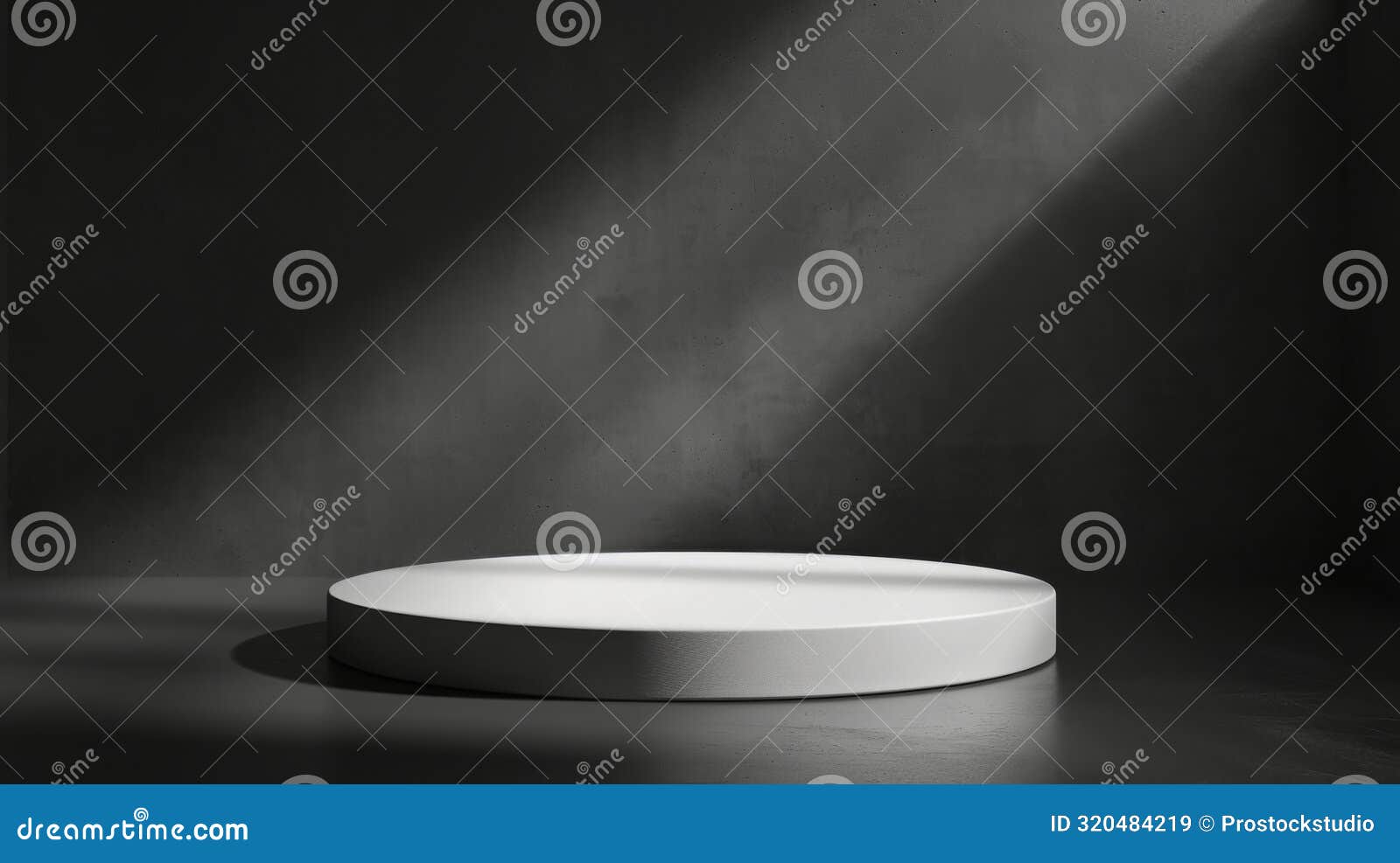 Round White Platform with Dramatic Lighting in Dark Minimalist Studio ...