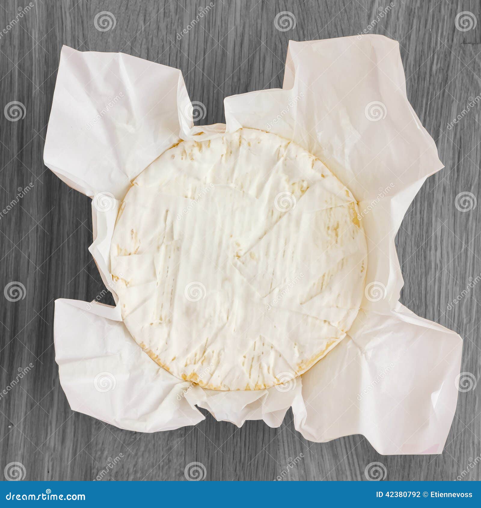 Round of White Soft Cheese with Mould on Wax Paper Stock Photo - Image ...