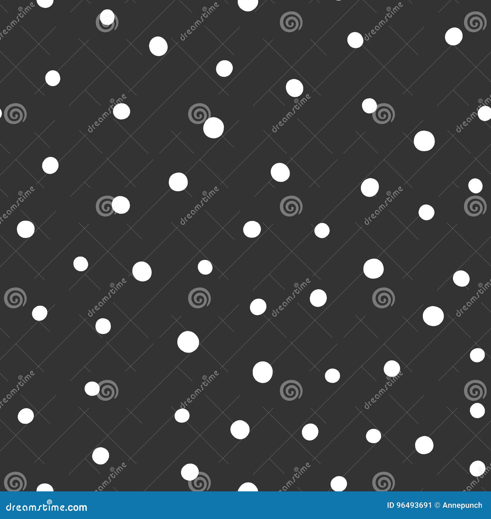 Round White Spots on a Black Background. Seamless Pattern with Circles ...
