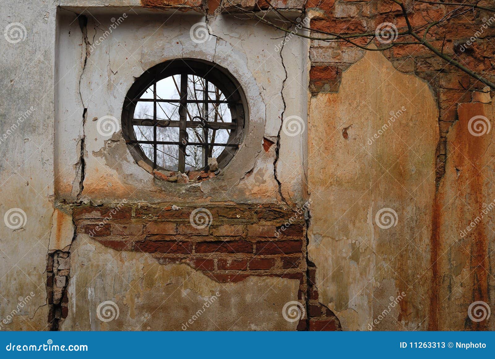 Round window stock image. Image of belarus, crack, ruin - 11263313