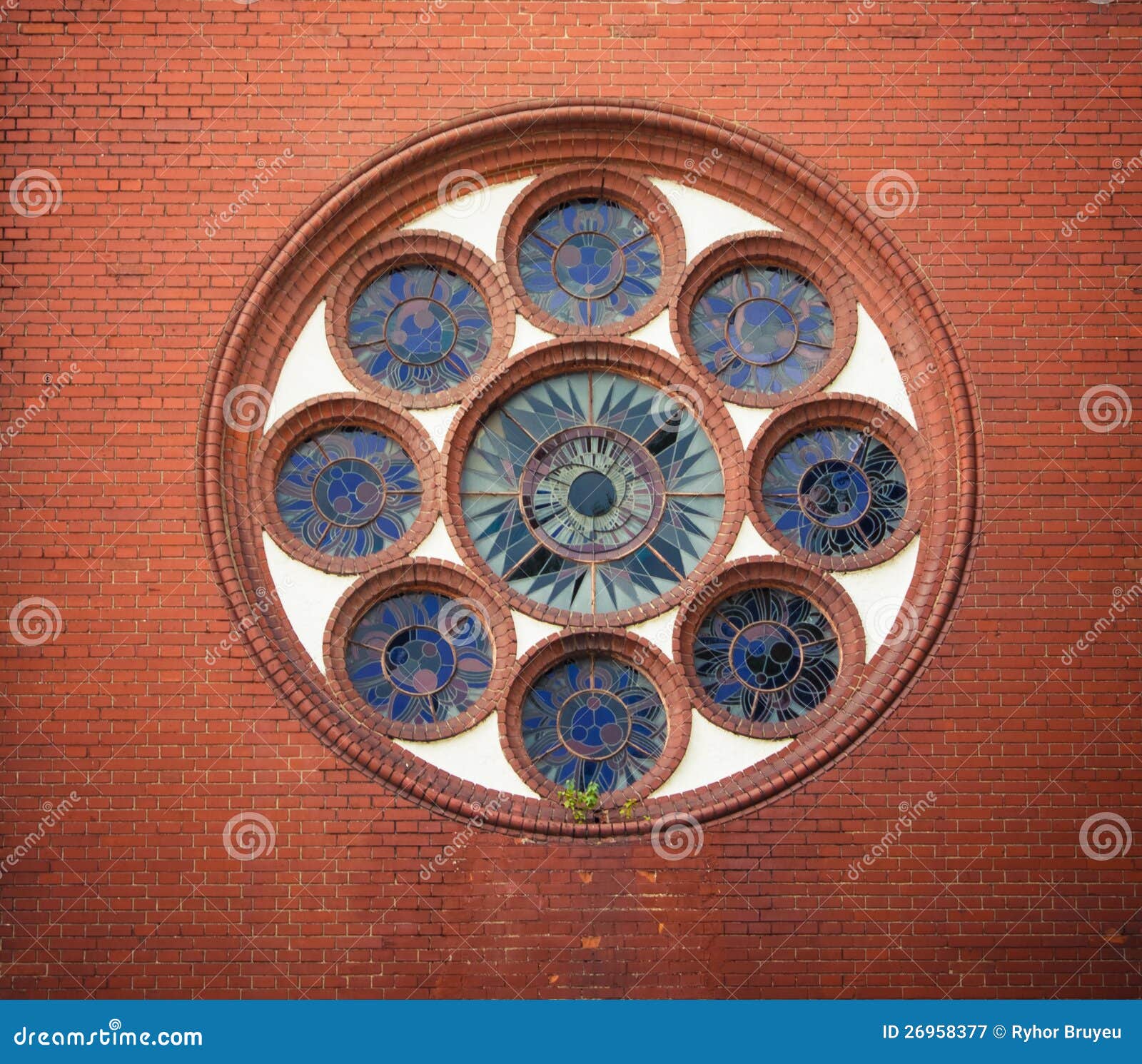 Round window stock image. Image of facade, glass, brick - 26958377