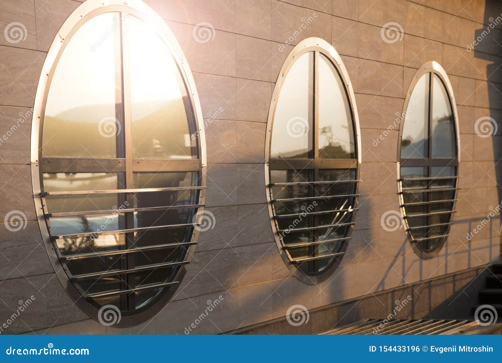 Round Window Blocks on the Facade of the Building Stock Photo - Image ...