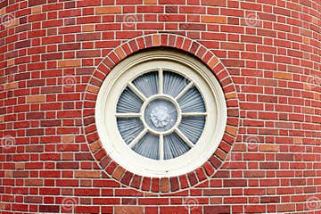 Round Window in Brick Tower Stock Image - Image of architecture ...