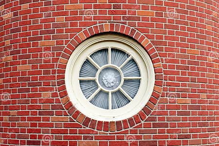 Round Window in Brick Tower Stock Image - Image of architecture ...