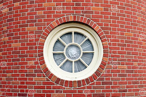 Round Window in Brick Tower Stock Image - Image of architecture ...