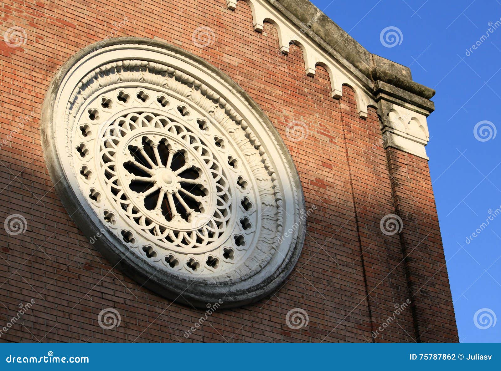 Round window at Church stock photo. Image of monumental - 75787862