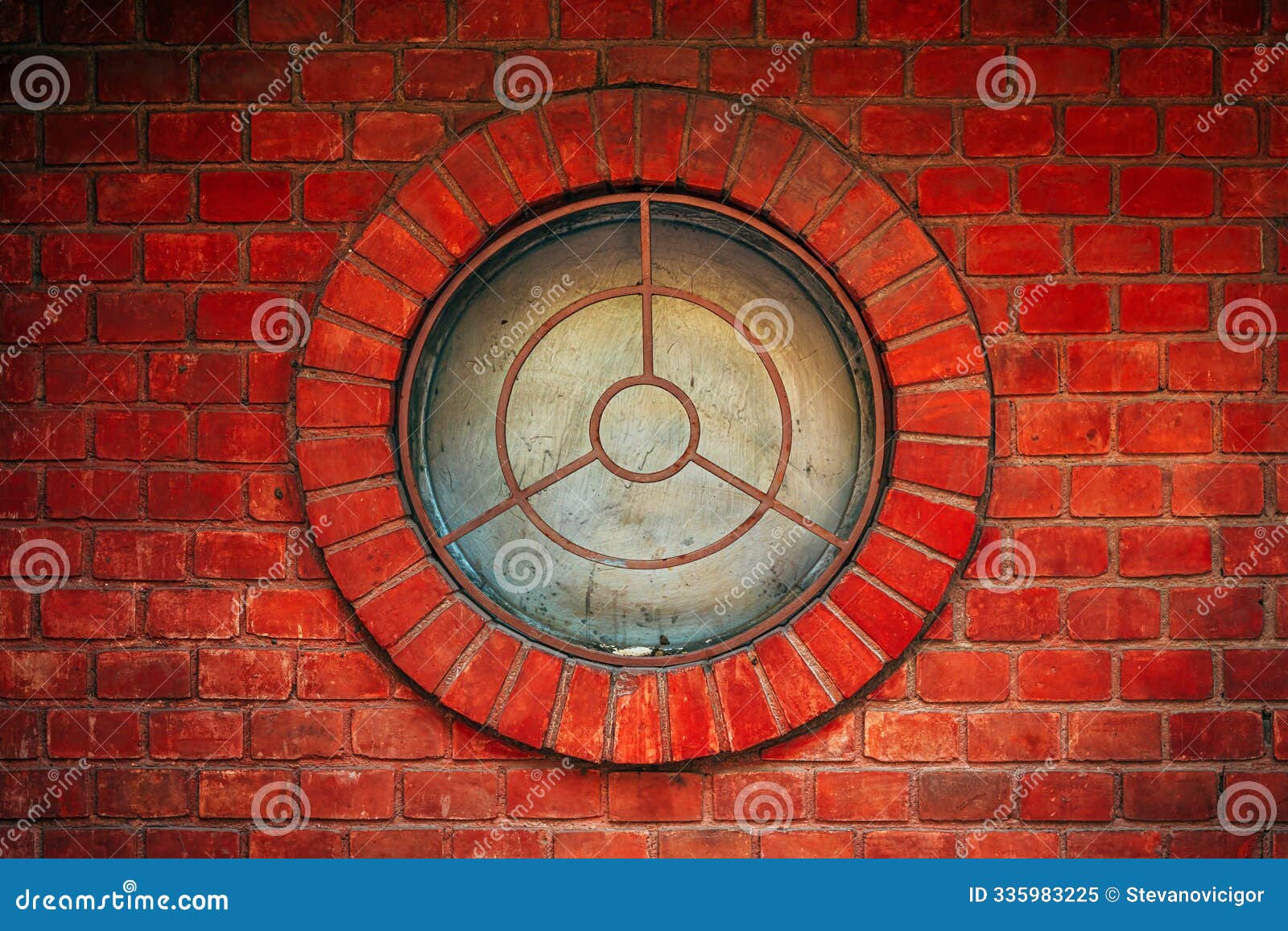 Round Window, Circular Shaped Window on a Brick Wall Stock Image ...