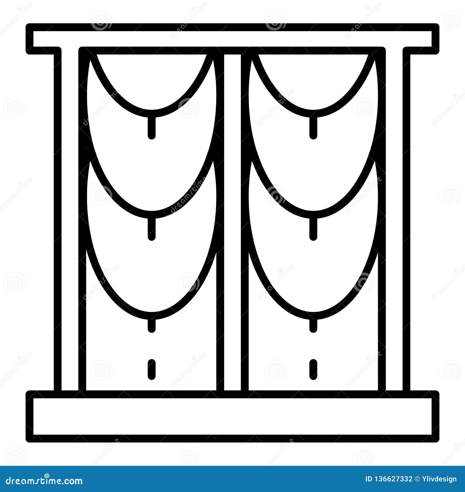 Round Window Curtain Icon, Outline Style Stock Vector - Illustration of ...