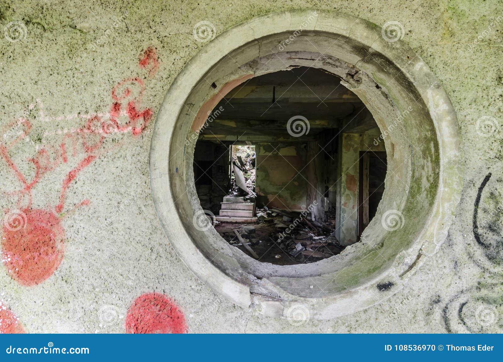 Round Window in an Outdoor Pool Stock Photo - Image of fascination ...