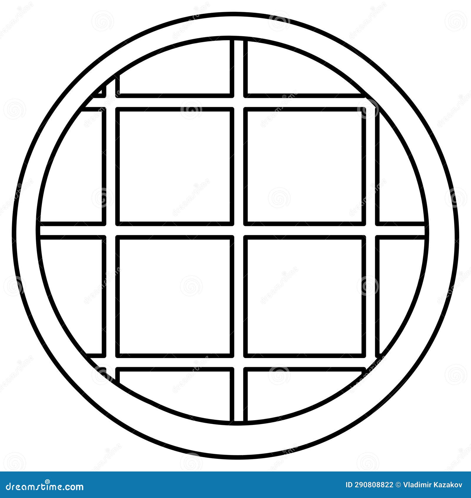 Round Window Outline for House Isolated on White Background. Clipart ...