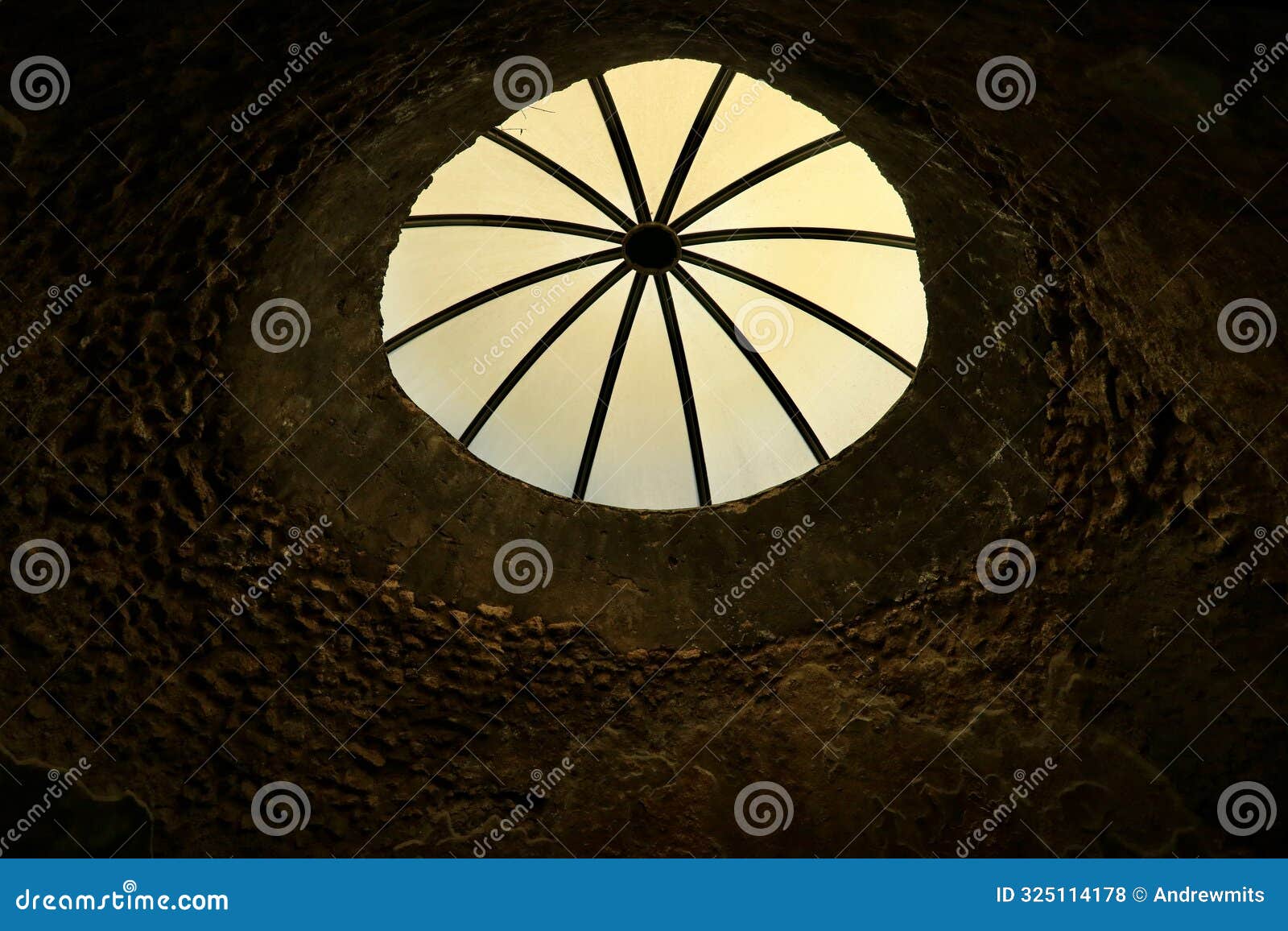 Round Window in Ceiling of Stone Building in Ruins of Pompeii, Italy ...