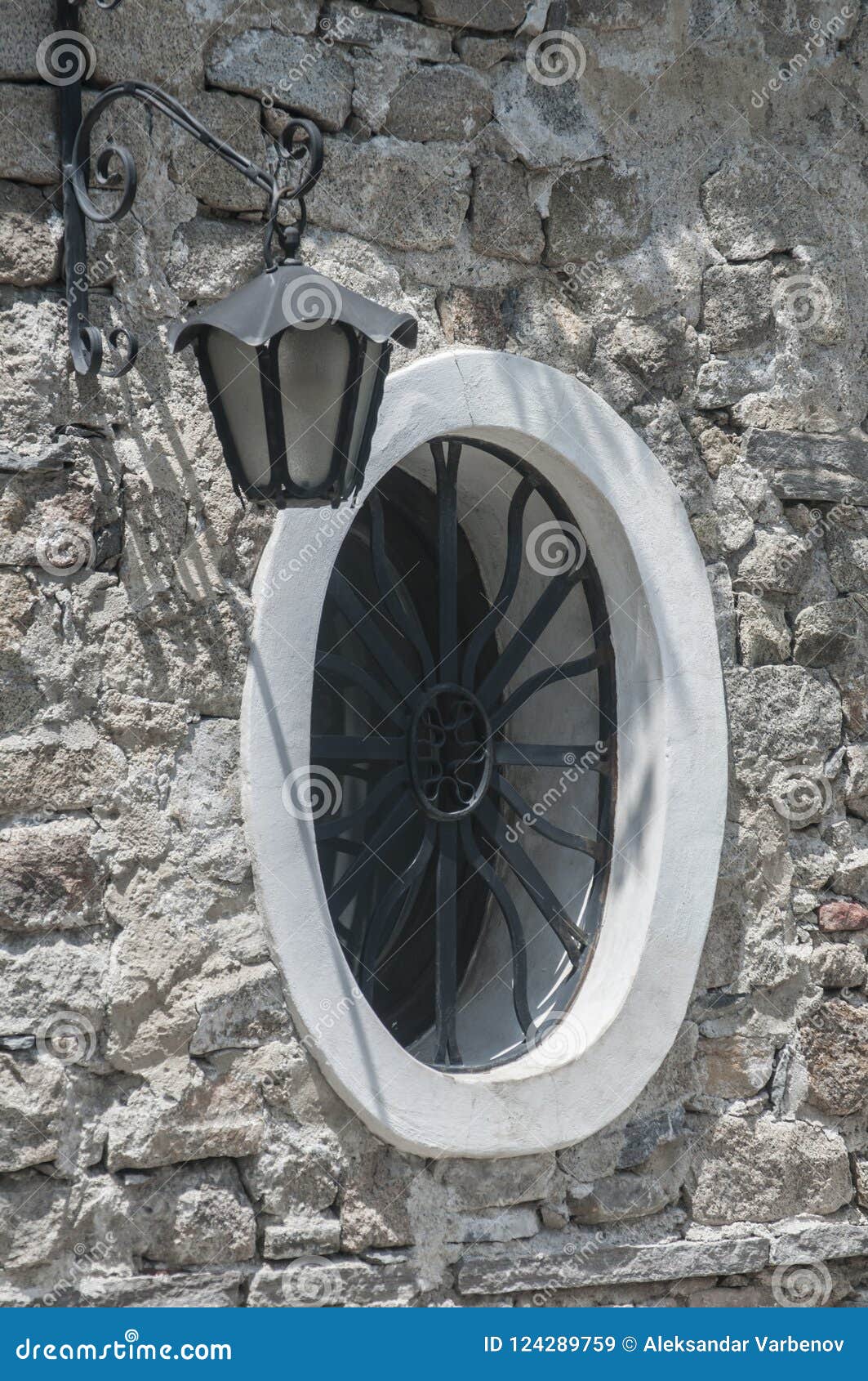 Round Window on Stone House Stock Image - Image of background, exterior ...