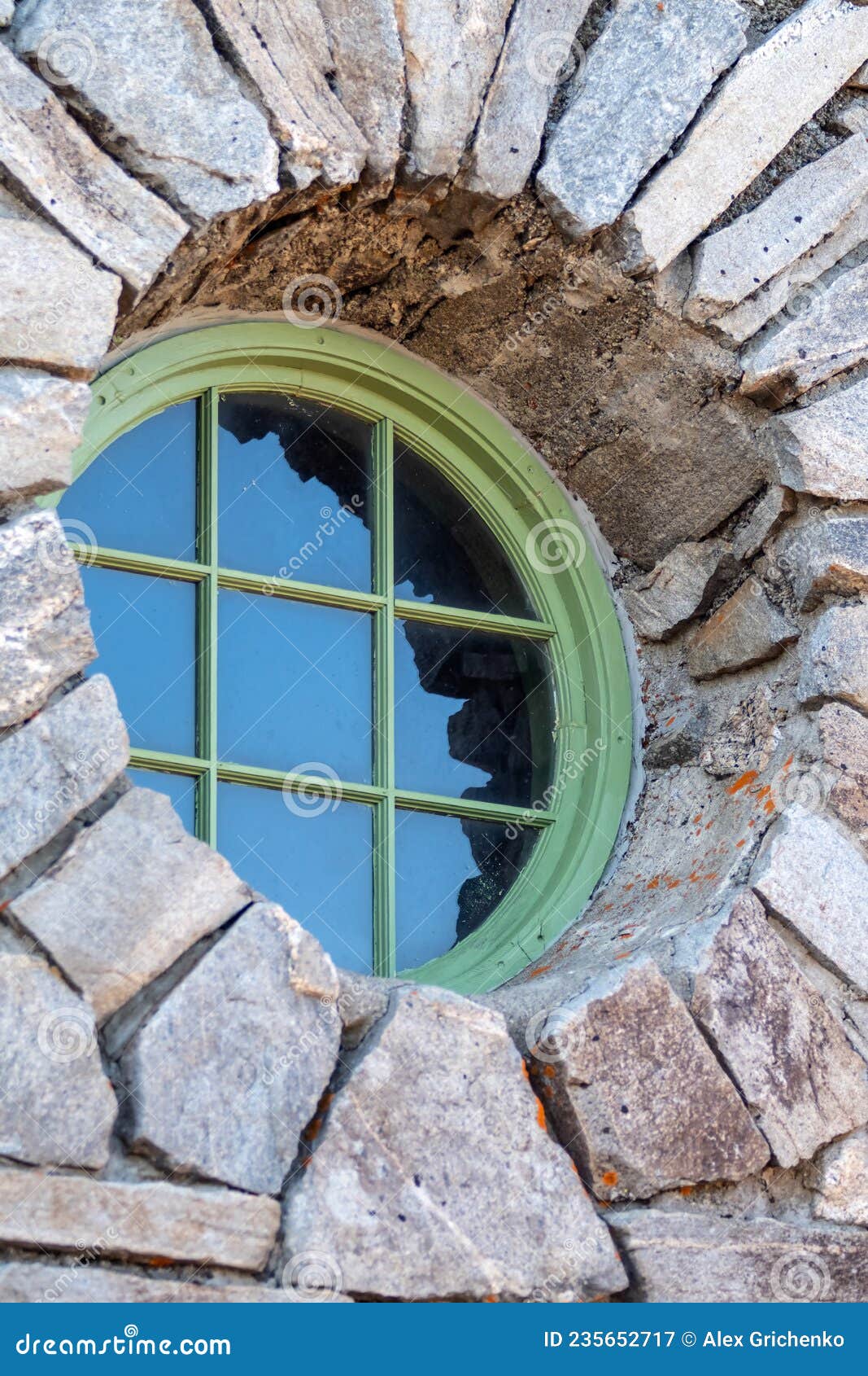 Round Window in a Stone Wall on Historic Castle Stock Image - Image of ...
