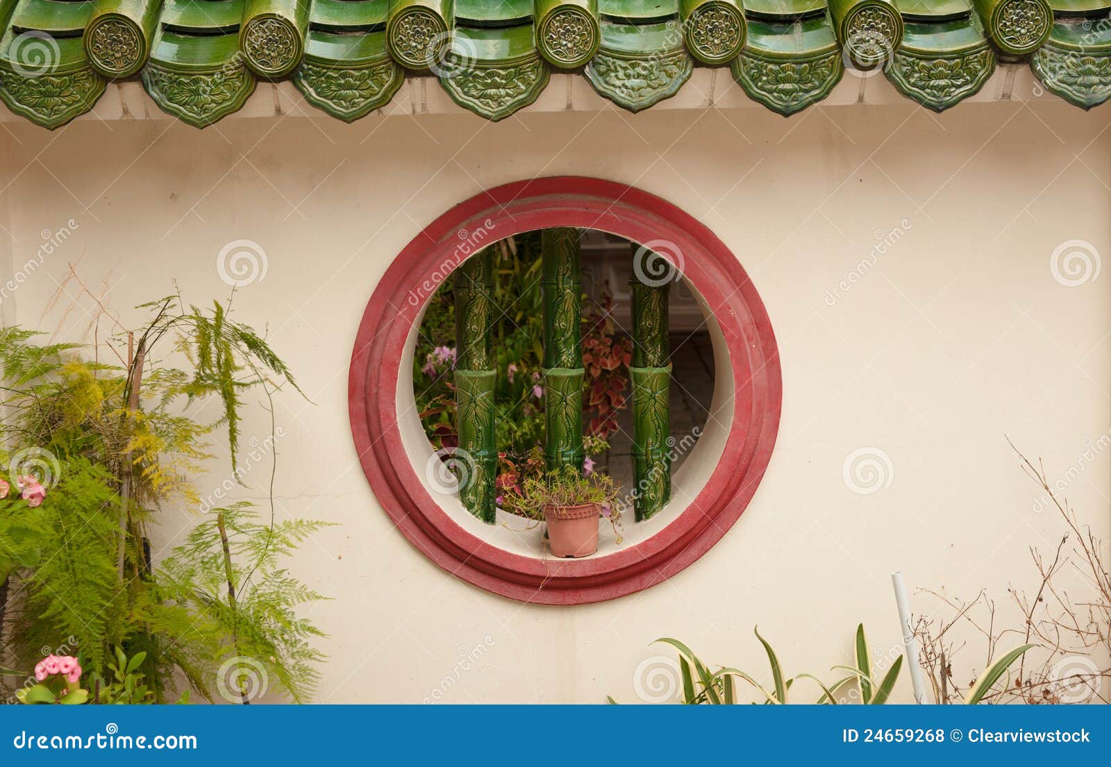 Round window in wall stock photo. Image of window, wall - 24659268