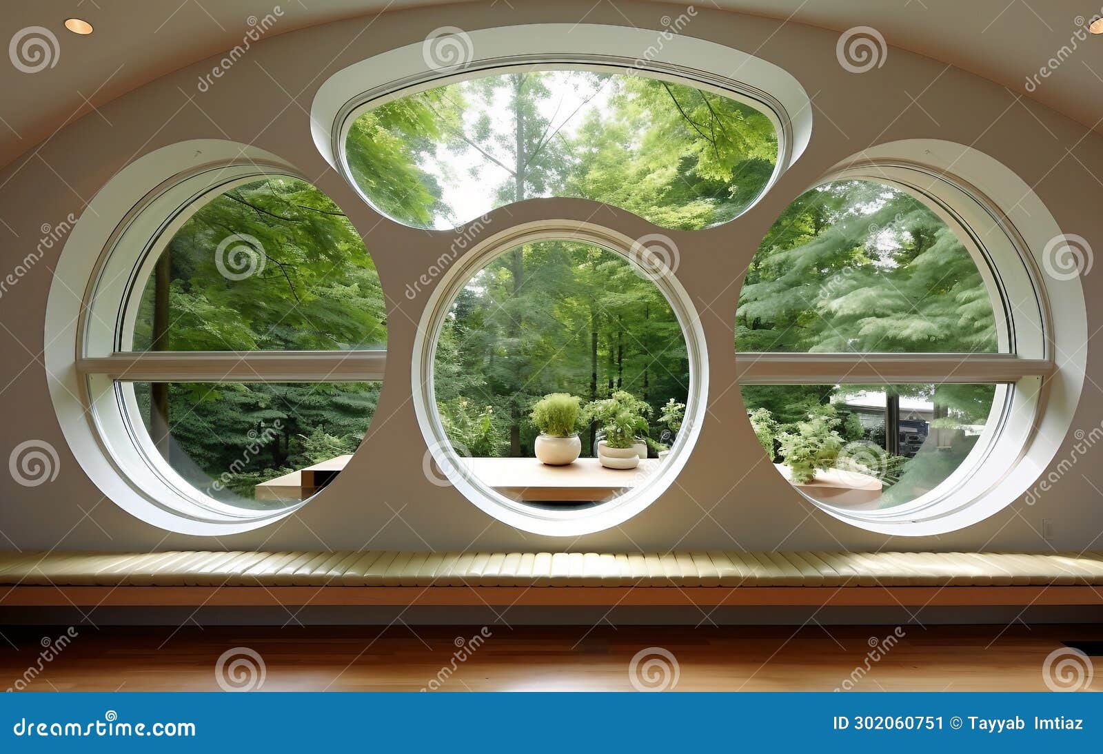 Round Windows Circular Windows on Generative Ai. Stock Illustration ...