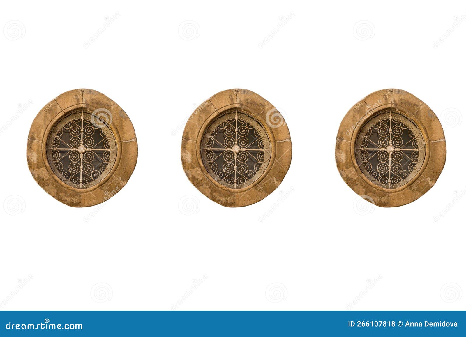 Round Windows with Stone Edging. Ancient Oriental Style in Architecture ...