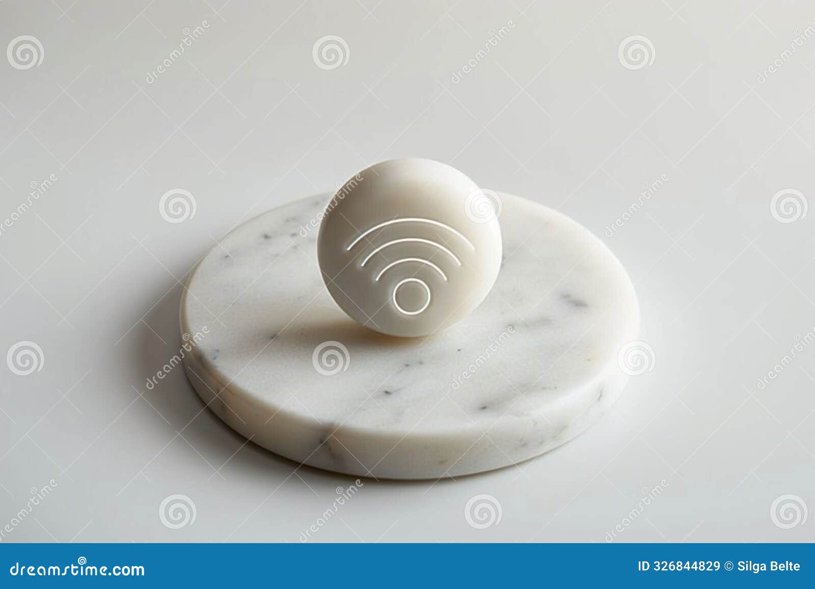 Round Wireless Router on Marble, Minimalist White Circular WiFi Device ...