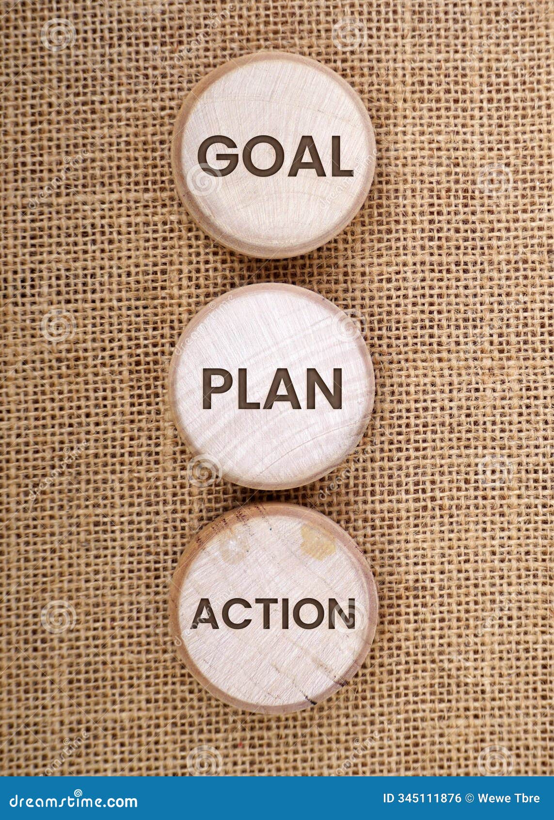 Round Wood with Engraved Goals, Plans, Actions Stock Photo - Image of ...