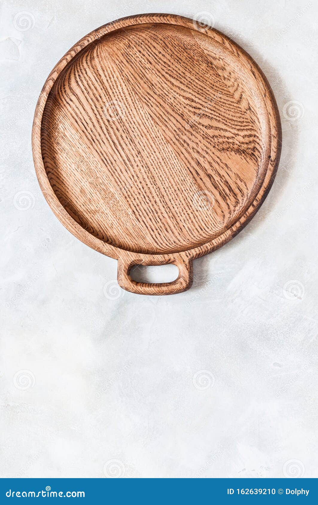 Round Wooden Dish on Grey Background Stock Photo - Image of chop, dish ...