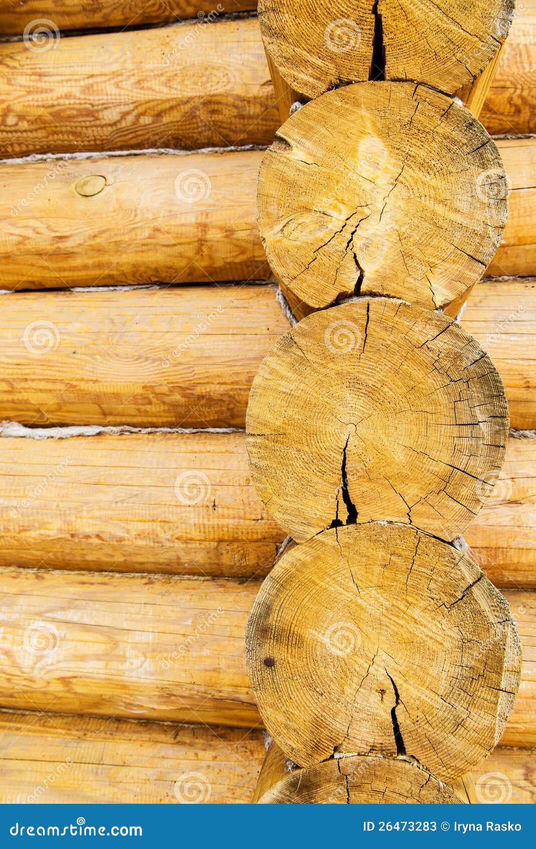 Round Wooden Logs of House Wall Stock Image - Image of natural, brown ...