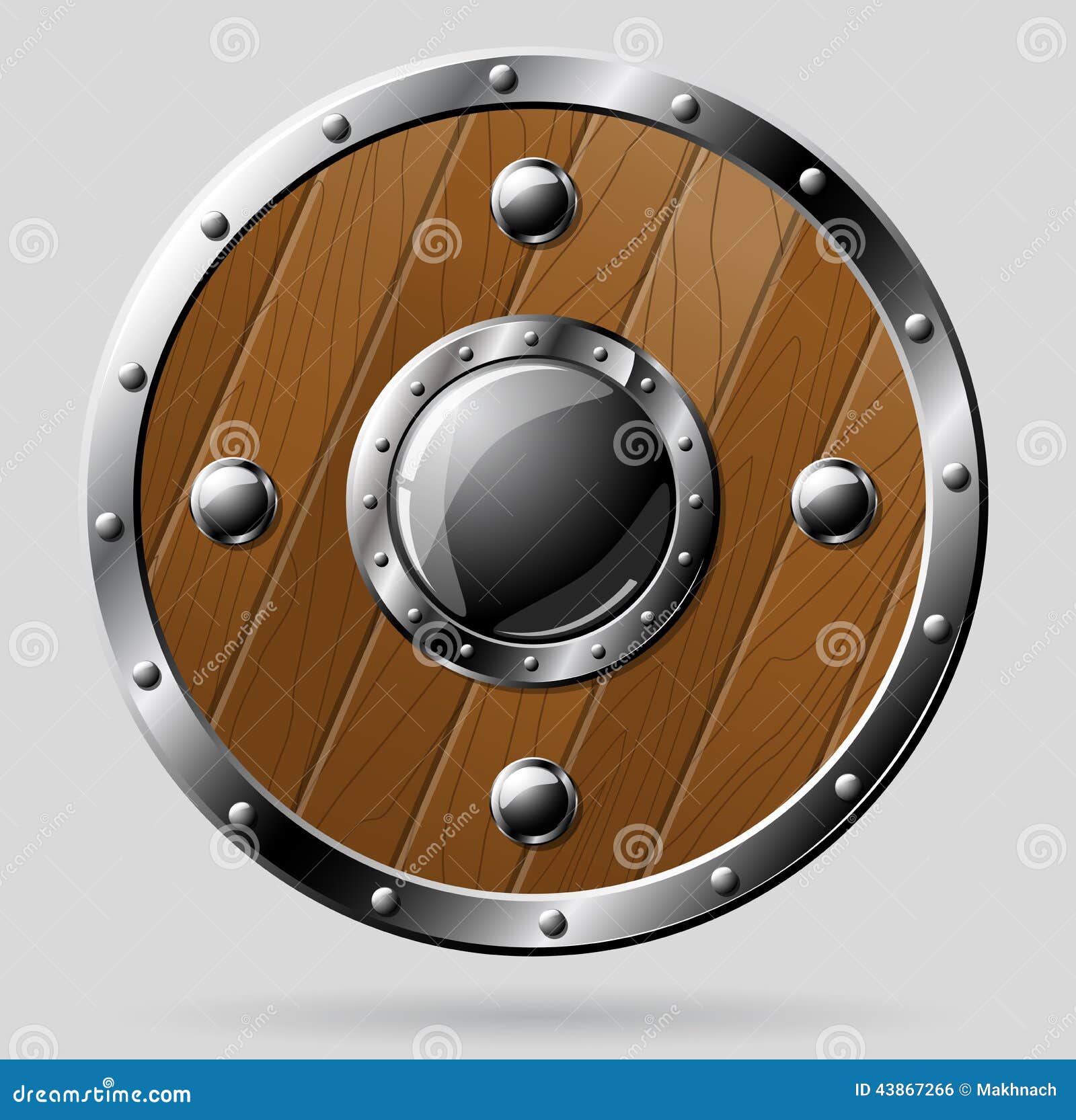Round Wooden Shield on White Stock Vector - Illustration of style ...