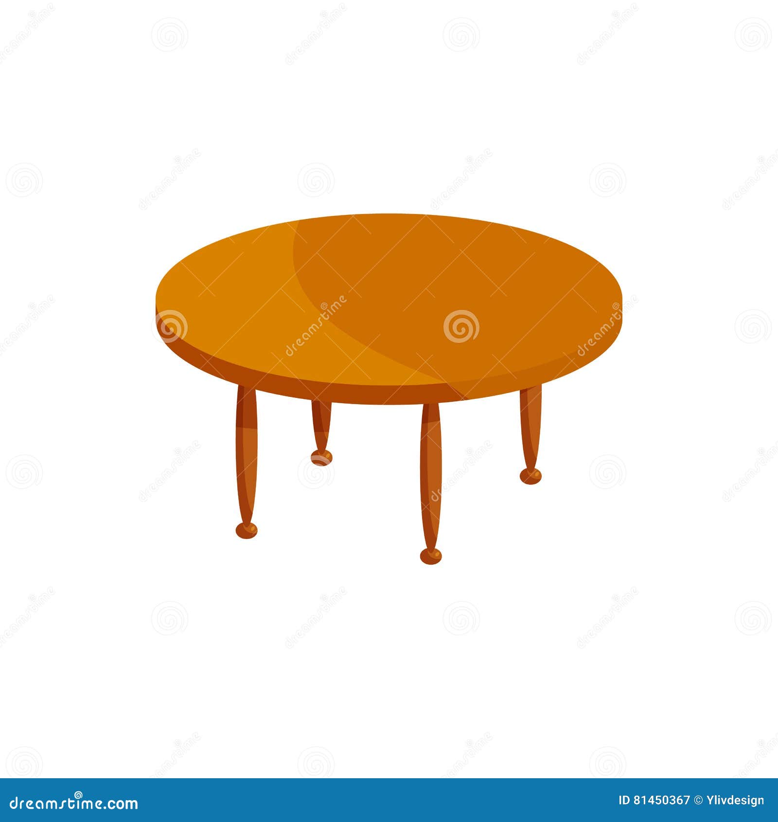 Round Wooden Table Icon, Cartoon Style Stock Vector - Illustration of ...