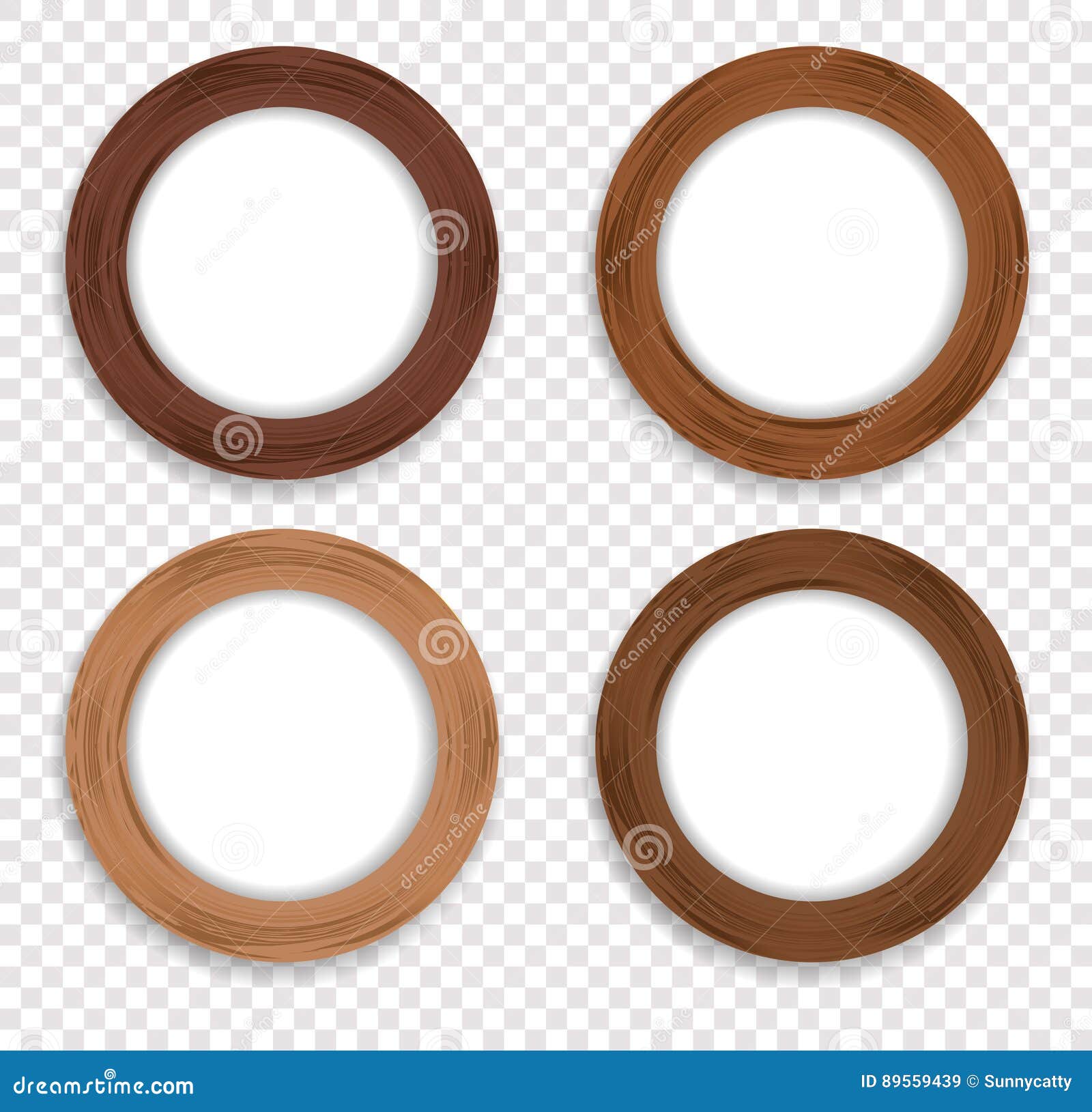 Round Wooden Vector Photo Frame Collection. Stock Vector - Illustration ...