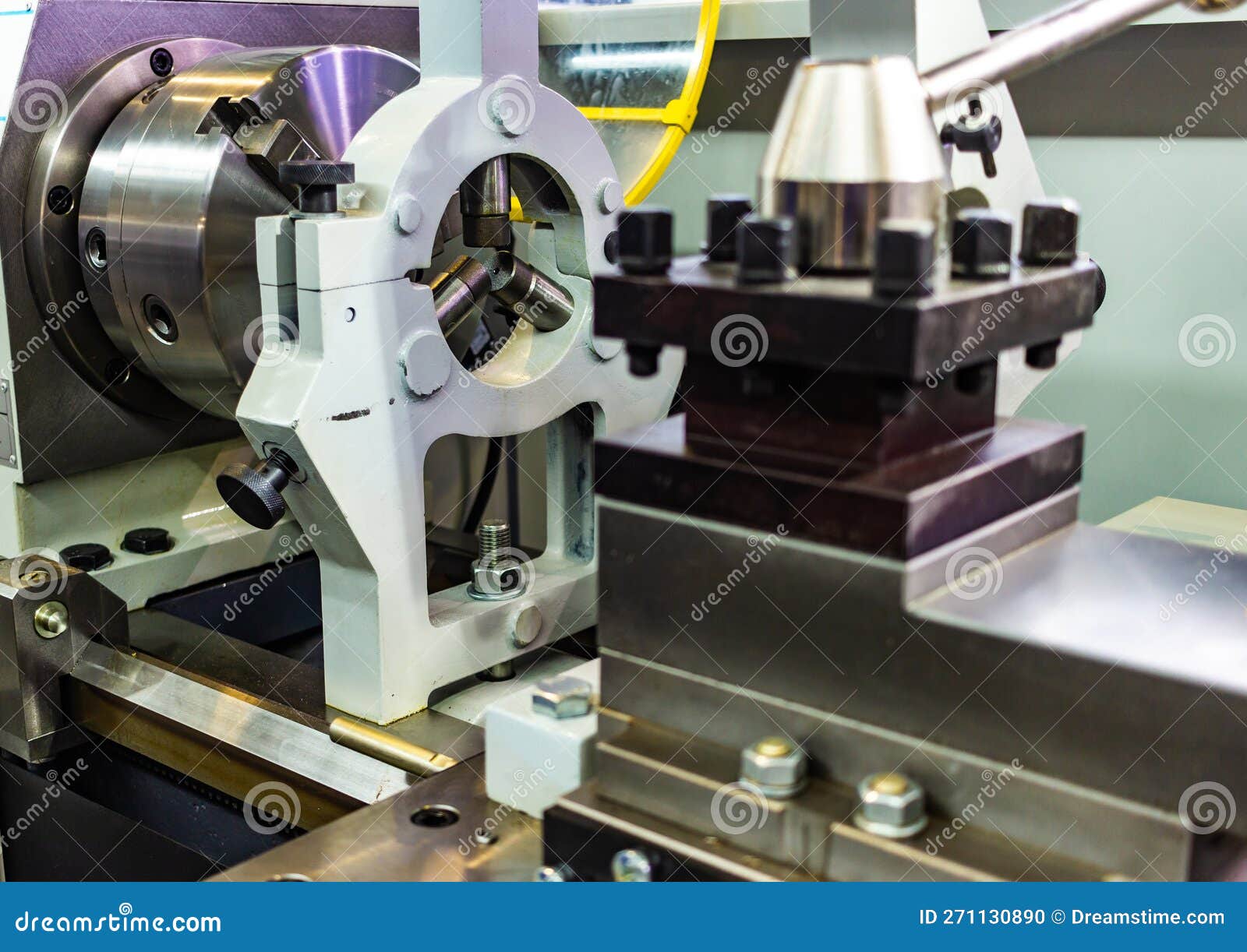 Round Workpiece in Lathe Close-up in the Mechanical Assembly Shop of ...