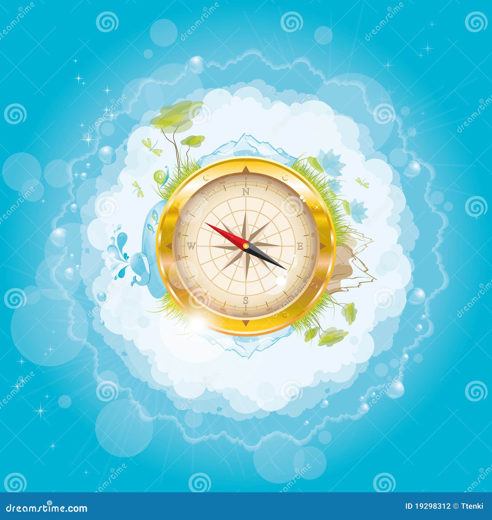 Round the World - Nature Design with Compass Stock Vector ...