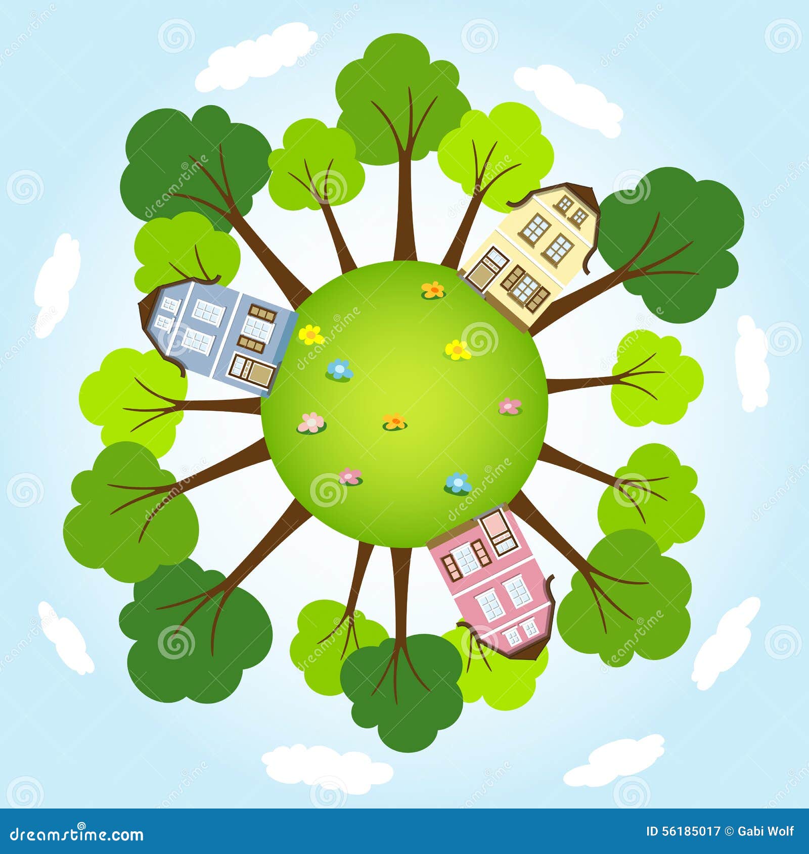 Round world with trees stock vector. Illustration of holiday - 56185017