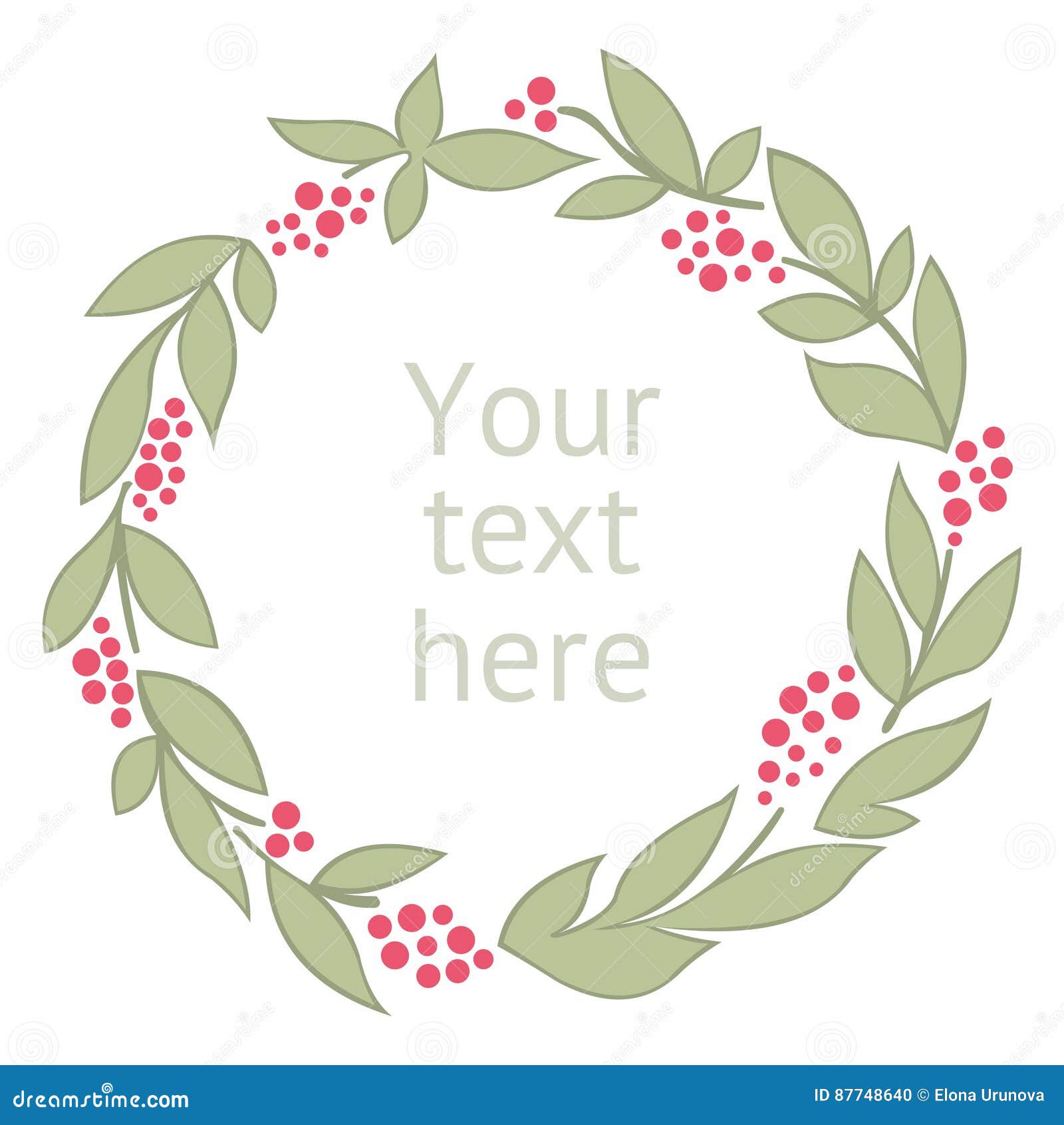 Round Wreath with Leaves. Vector Stock Vector - Illustration of print ...