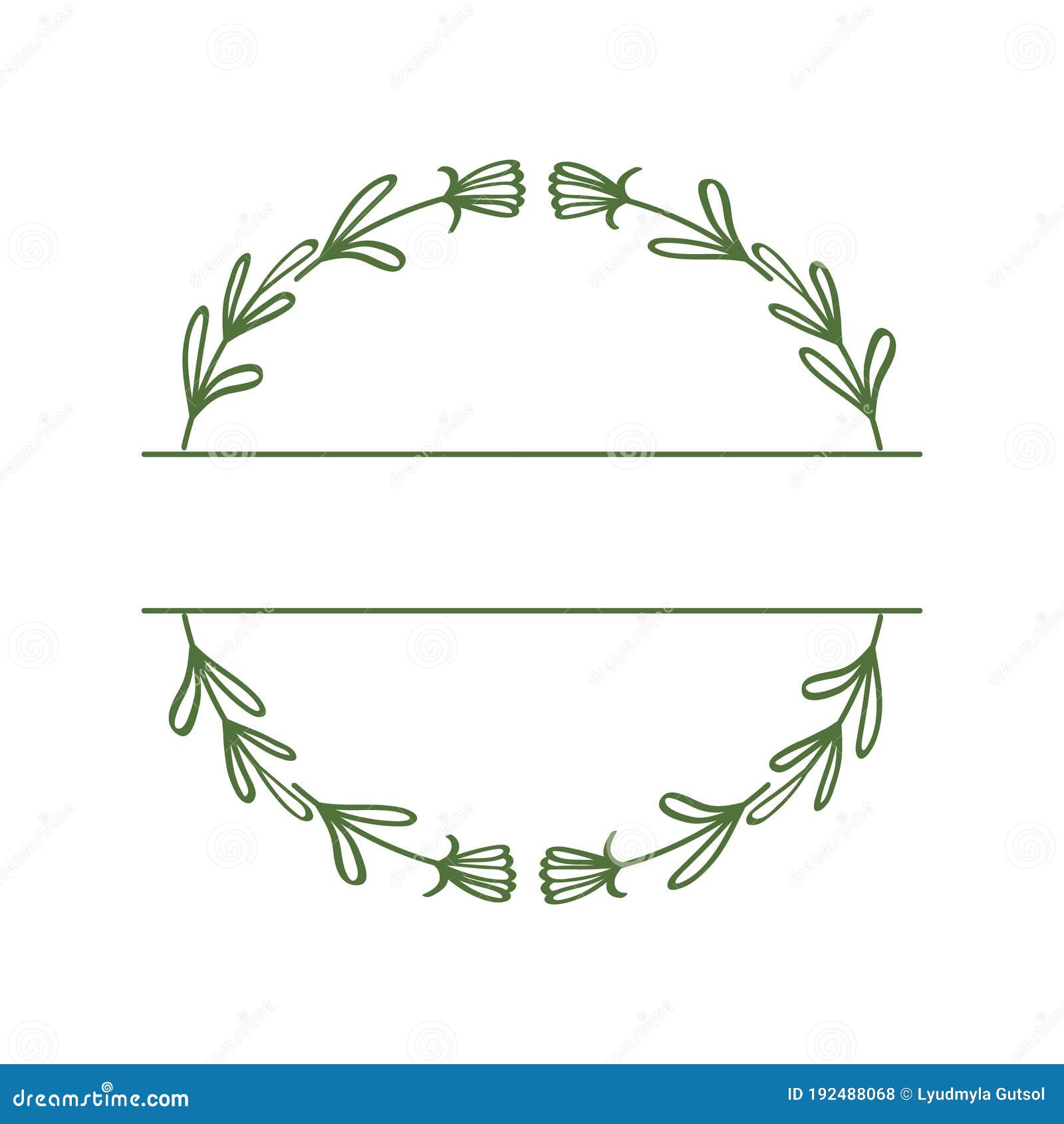 Round Wreath Separated by Lines for Text or Monogram. Split Monogram ...