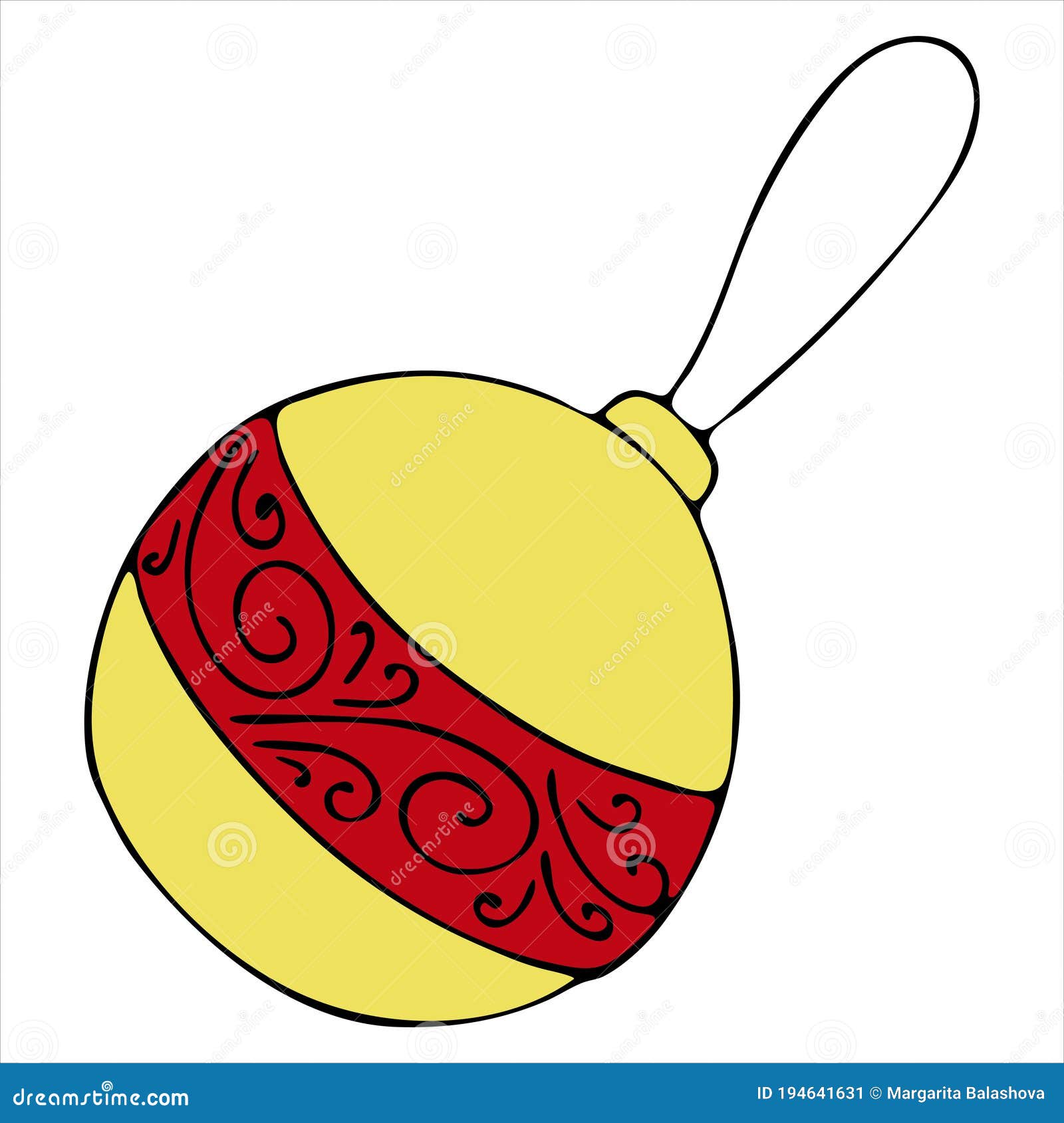 Round Yellow Ball for Tree Decoration with Red Stripe and Monograms ...