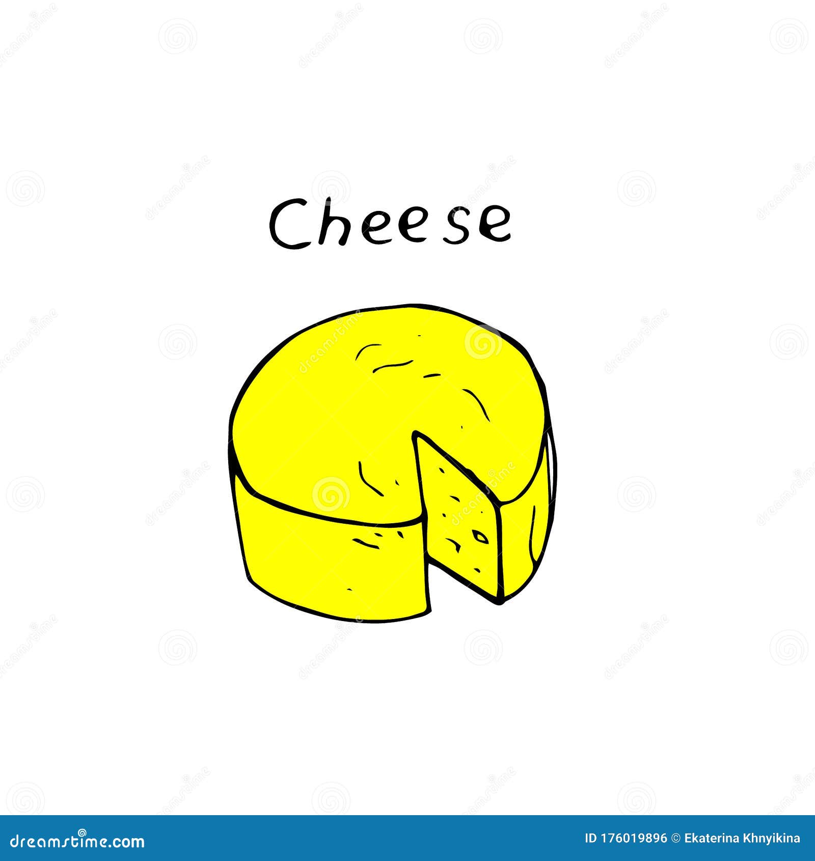 Round Yellow Cheese Head, Vector Illustration Stock Illustration ...