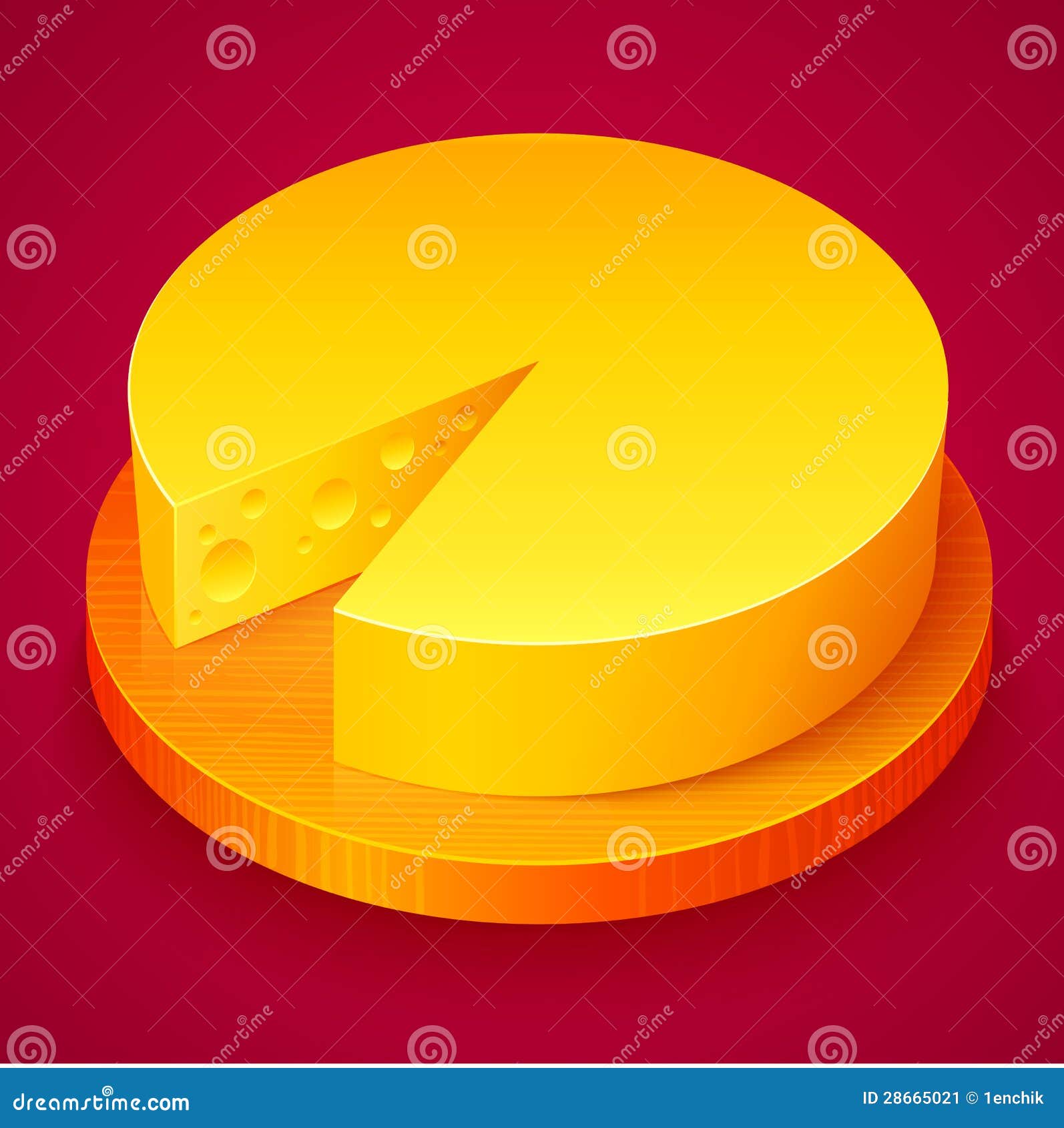 Round Yellow Cheese on Wooden Plate Stock Vector - Illustration of ...