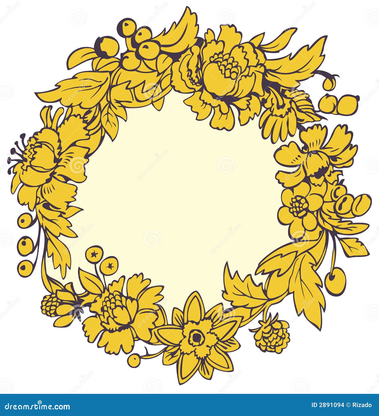 Round yellow frame stock vector. Illustration of contour - 2891094
