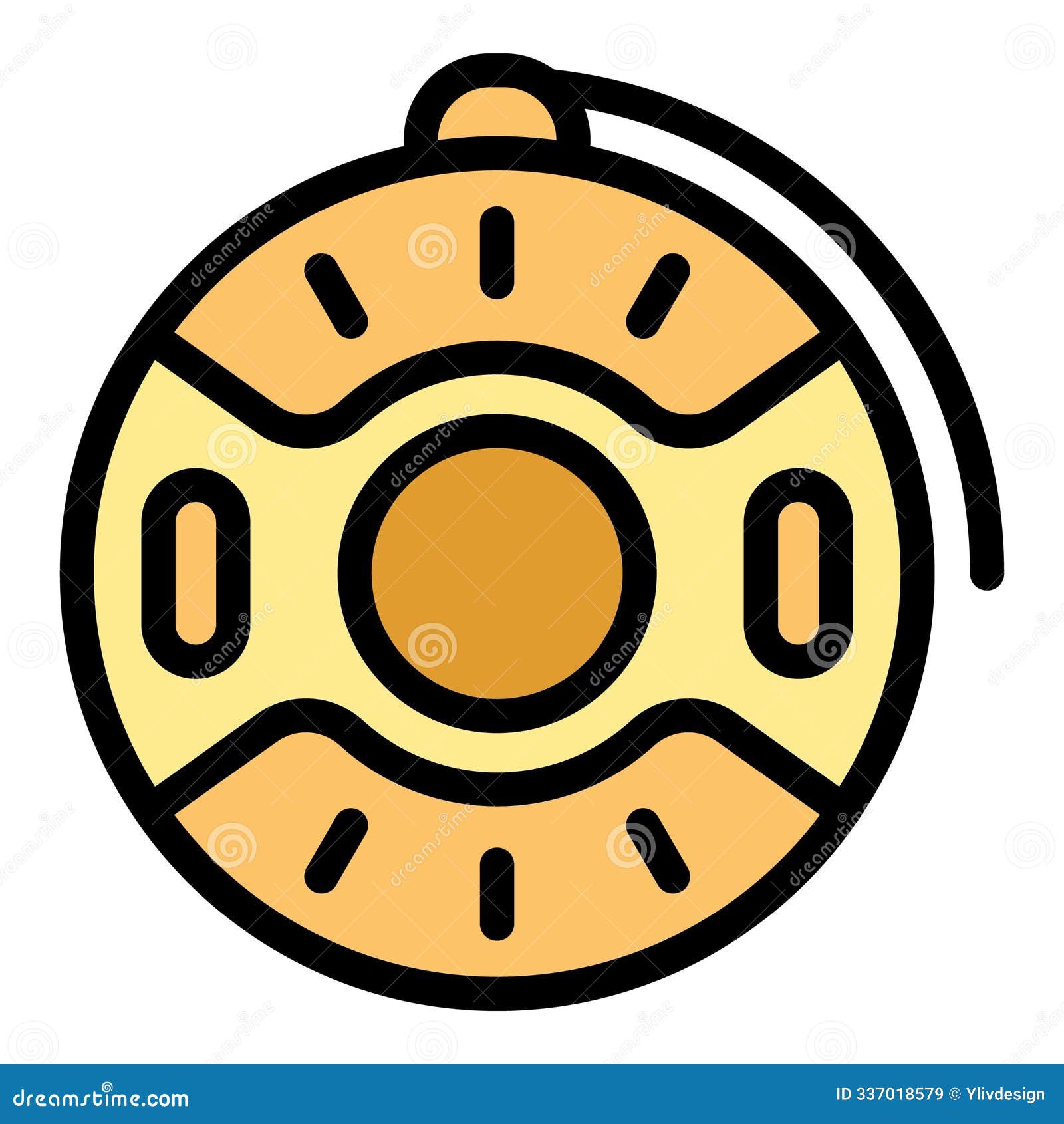 Round Yo Yo with String Extending from Top Side View Icon Stock Vector ...