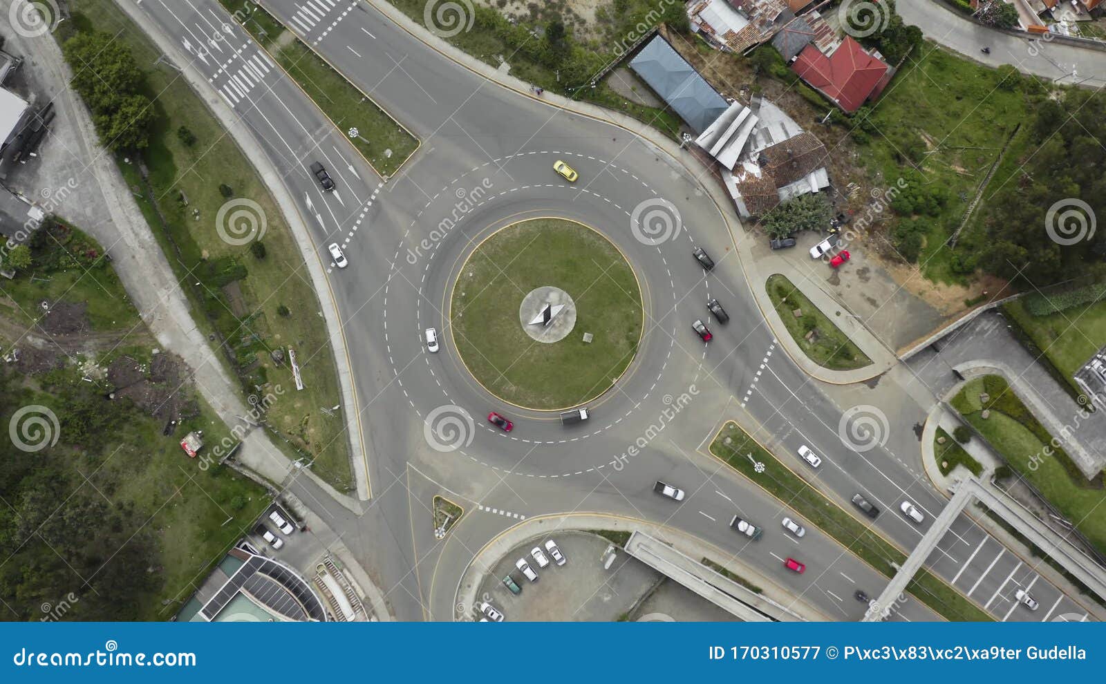 Roundabout from Above, Multi-lane Stock Video - Video of architecture ...