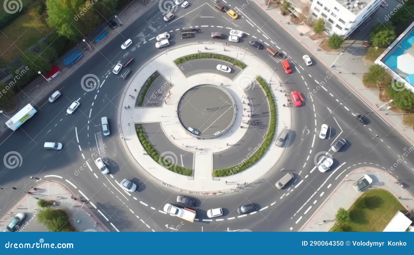 Roundabout Aerial Top View Footage from Above. Generative Ai Stock ...