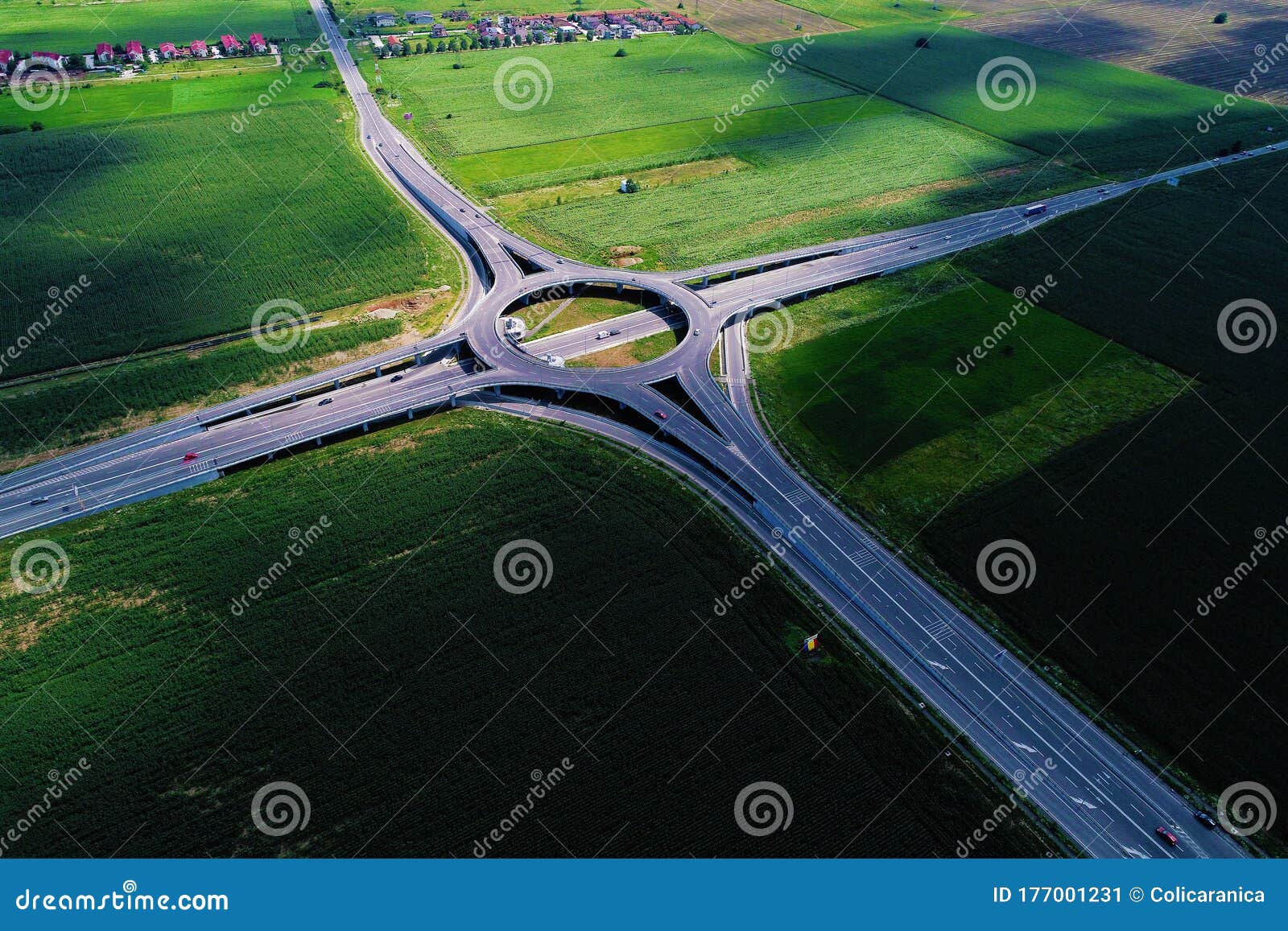 Roundabout Aerial View from Drone Stock Image - Image of agriculture ...