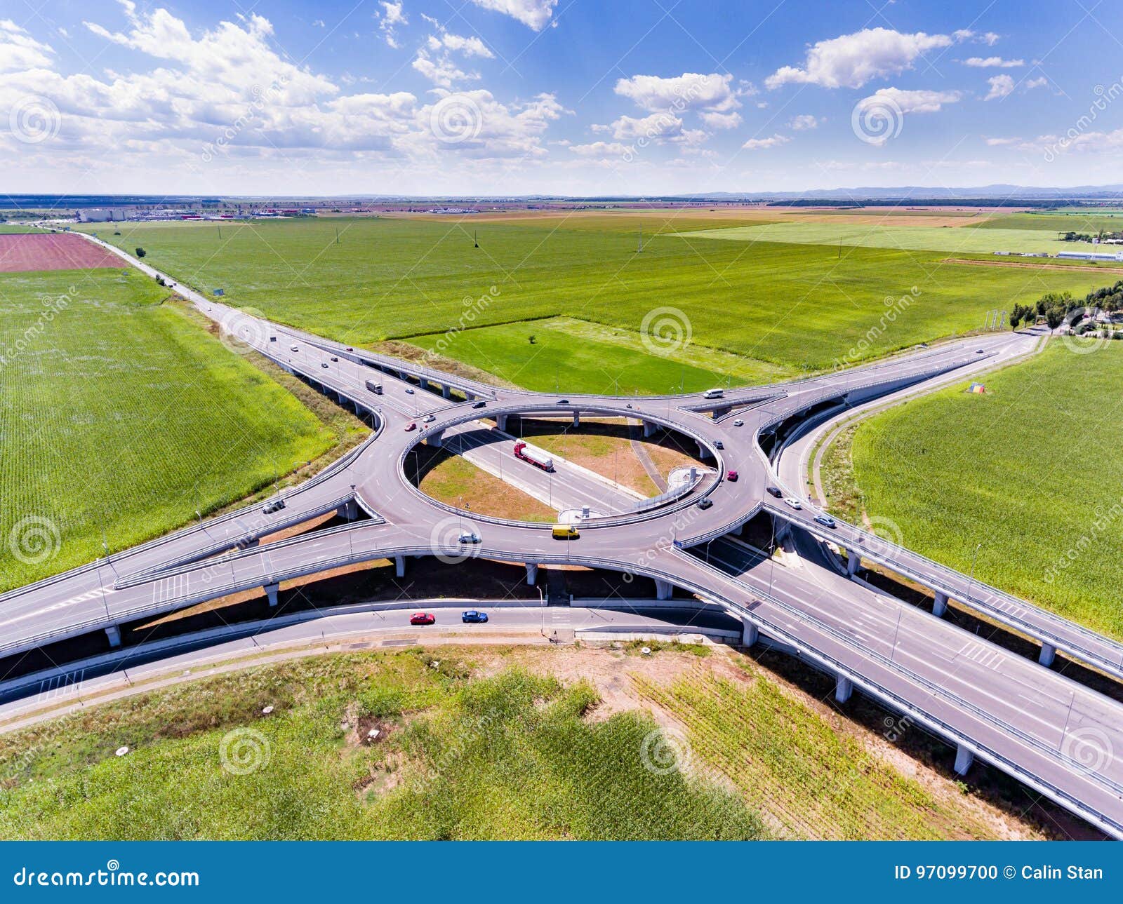 Roundabout aerial view stock photo. Image of shot, high - 97099700