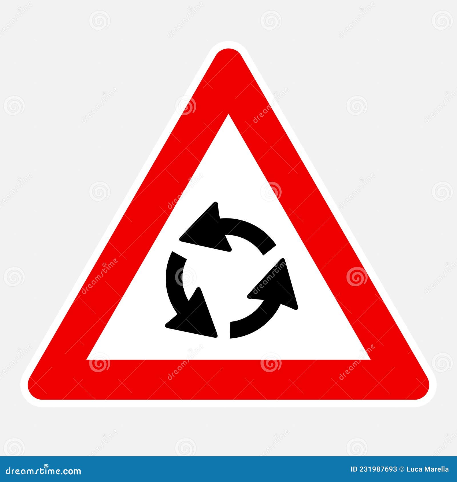 Roundabout road sign stock vector. Illustration of sign - 231987693